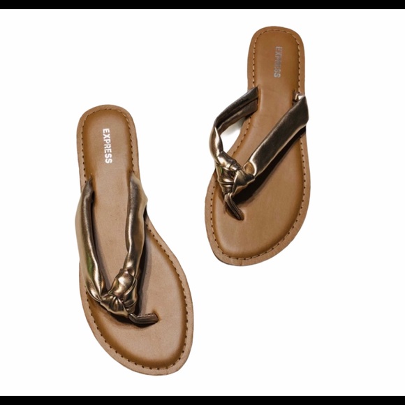 Express | Shoes | Express Metallic Gold Thong Sandals | Poshmark